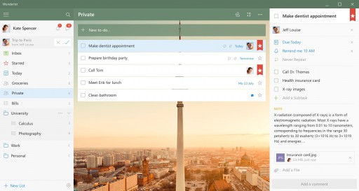 Wunderlist, nuova versione ufficiale per Windows 10