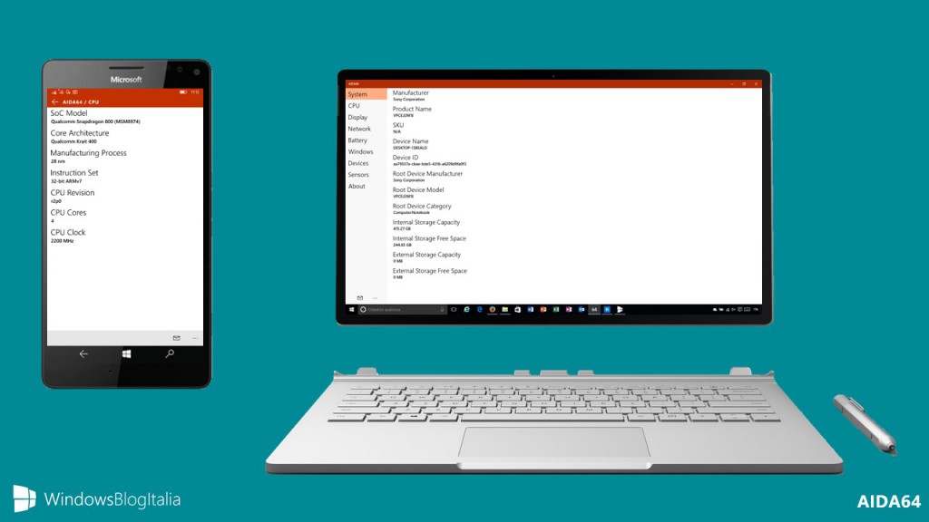 L'app di diagnostica AIDA64 disponibile per Windows 10