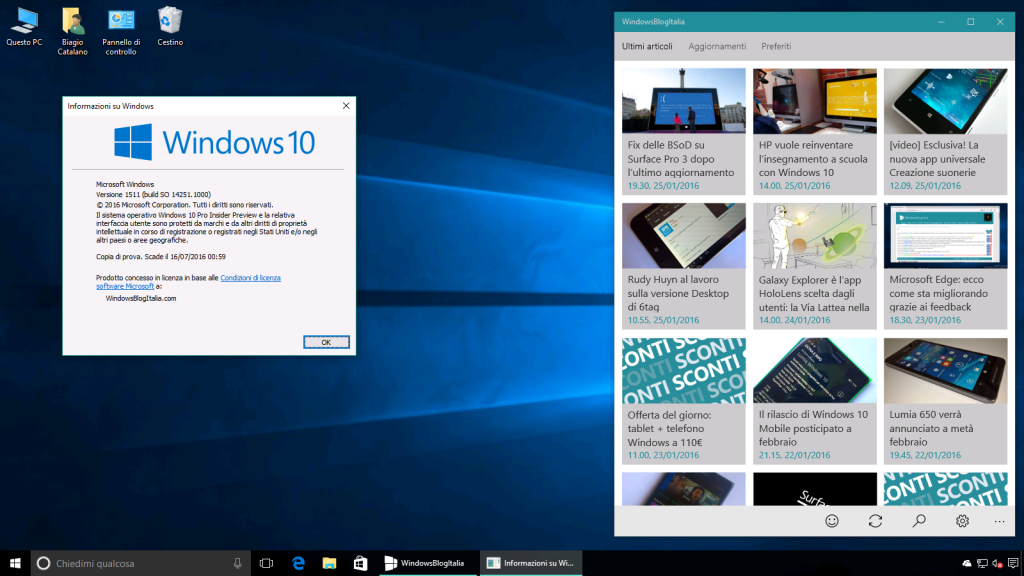 Windows 10: probabile grande passo in avanti alla build 14251