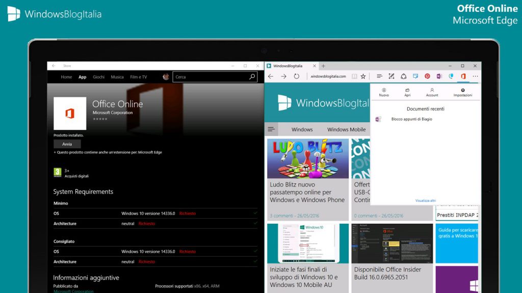 Disponibile l'estensione Office Online per Microsoft Edge