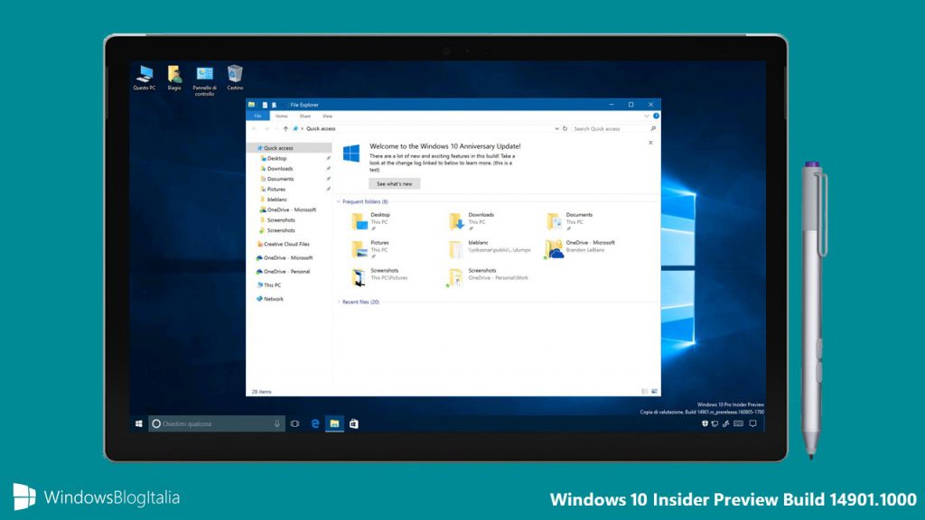 Tour completo di Windows 10 Insider Preview Build 14901