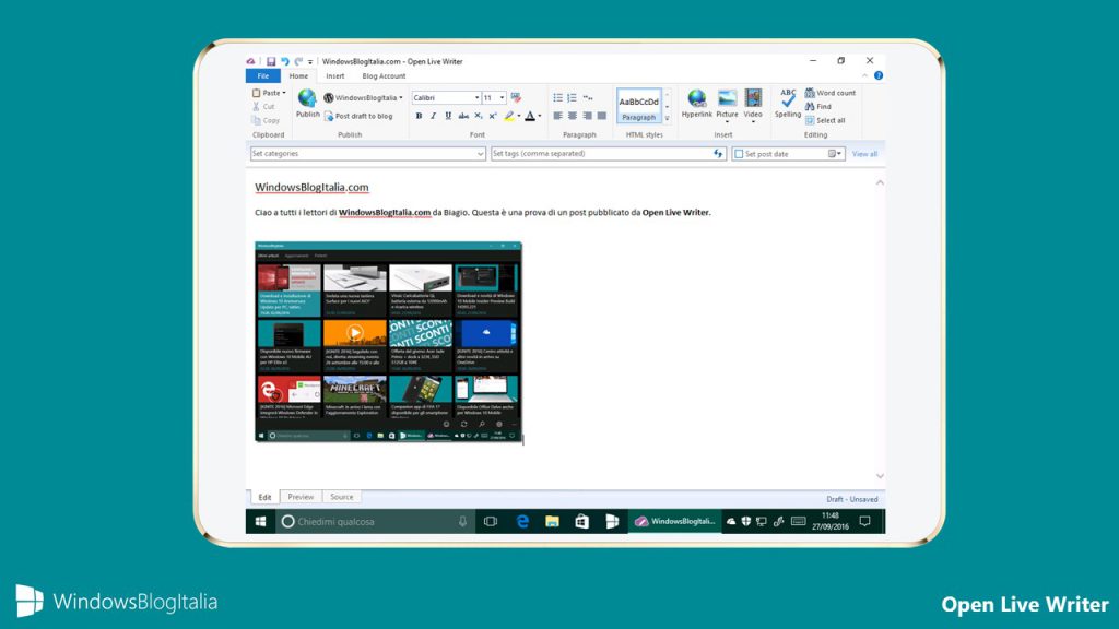 Disponibile il client ufficiale Open Live Writer nel Window Store