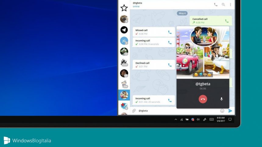 Telegram Desktop per Windows si aggiorna con il supporto delle chiamate