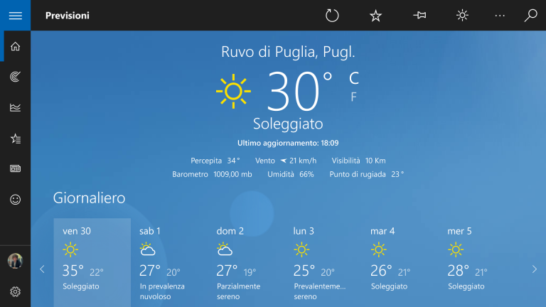 Le migliori app del meteo per Windows 10 e Windows 10 Mobile