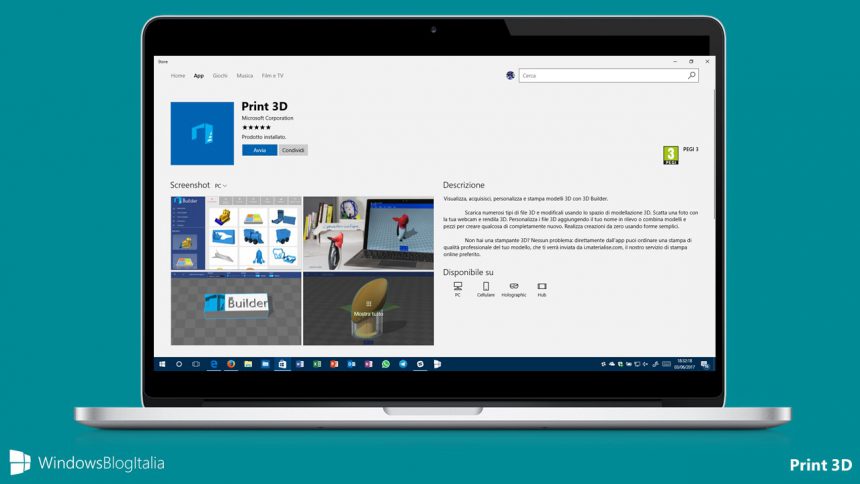 Anteprima e download di Print 3D, la nuova app per la stampa dei modelli