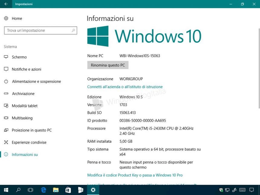 Come aggiornare gratuitamente Windows 10 S a Windows 10 Pro