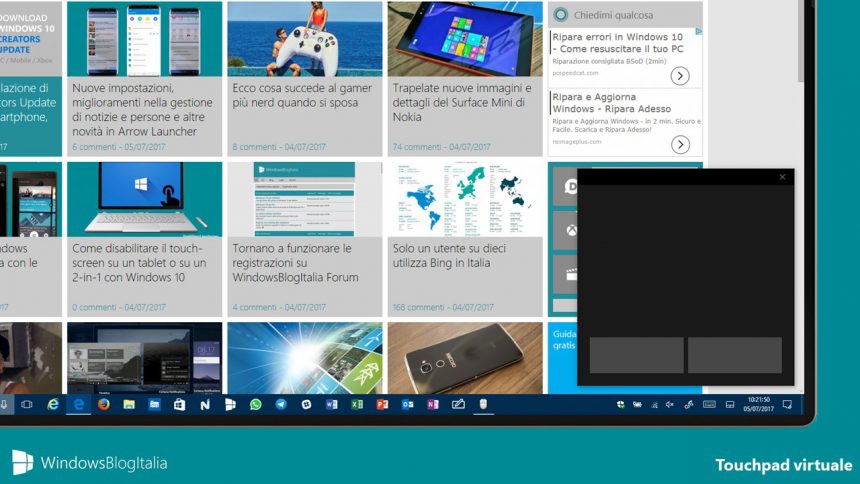 Come attivare il Touchpad virtuale sulla Taskbar di Windows 10