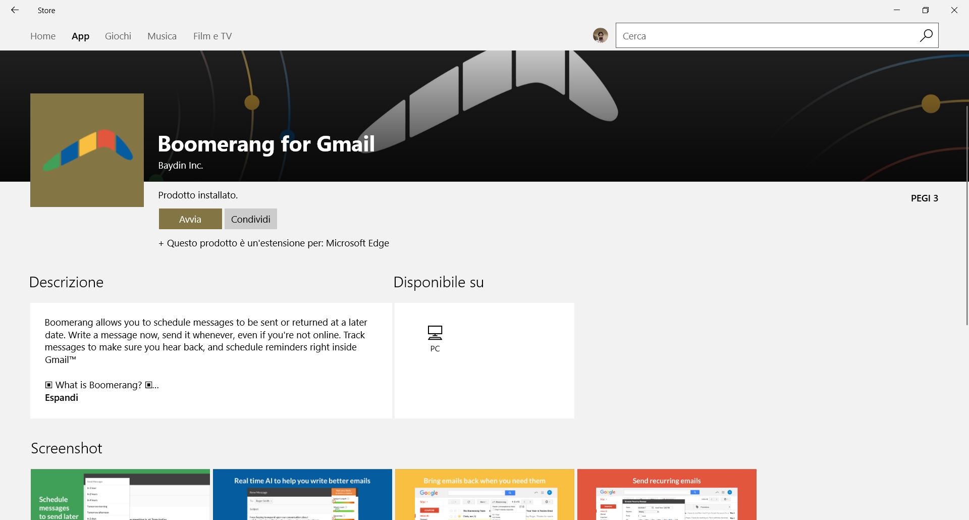 Disponibile l'estensione Boomerang for Gmail per Microsoft Edge