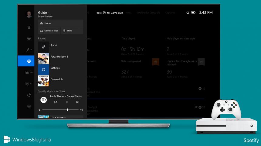 Prime immagini dell'app di Spotify per Xbox One