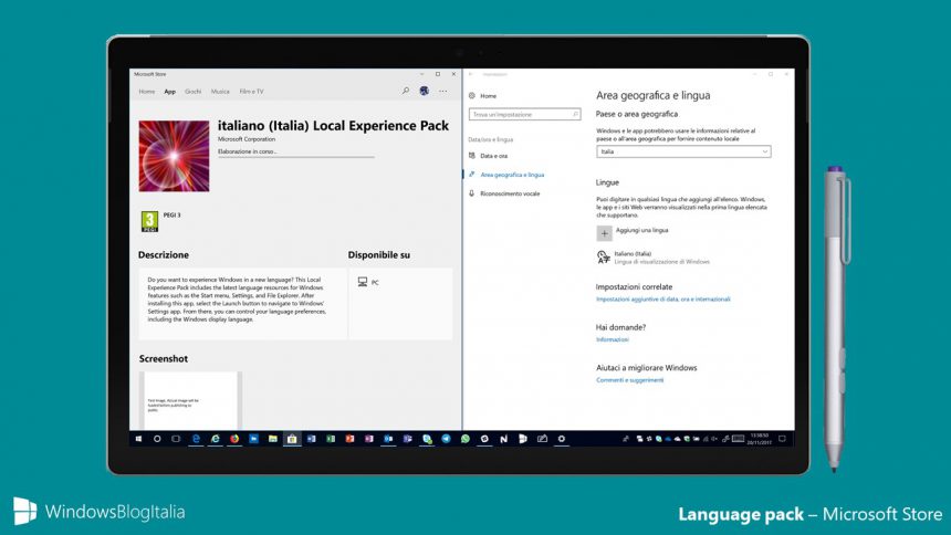 I language pack di Windows 10 saranno installabili dal Microsoft Store