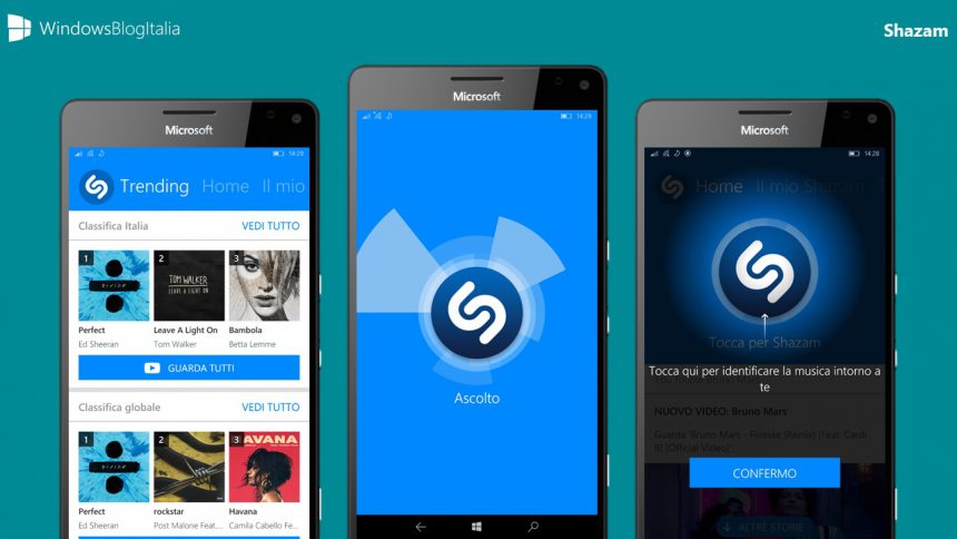 Download e installazione manuale di Shazam per Windows 10 Mobile