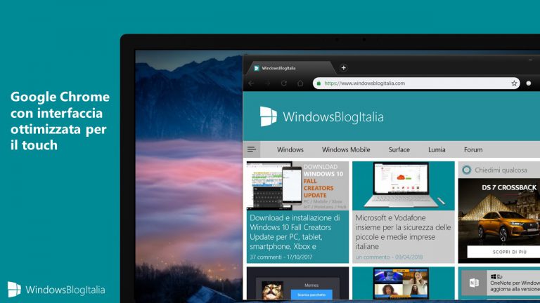 Chrome continua a sfidare Edge, arriva l'interfaccia touch