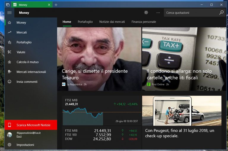 MSN Money per Windows si aggiorna con il Fluent Design