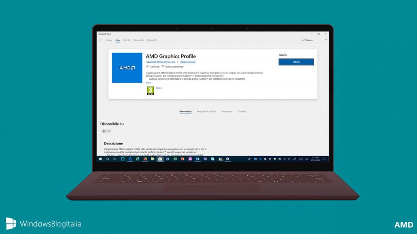 Download app AMD per gestire la GPU su Windows 10 dal Microsoft Store