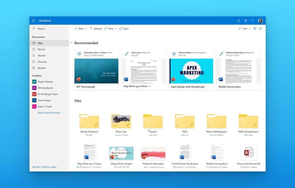 Redesign in stile Fluent Design in arrivo per OneDrive