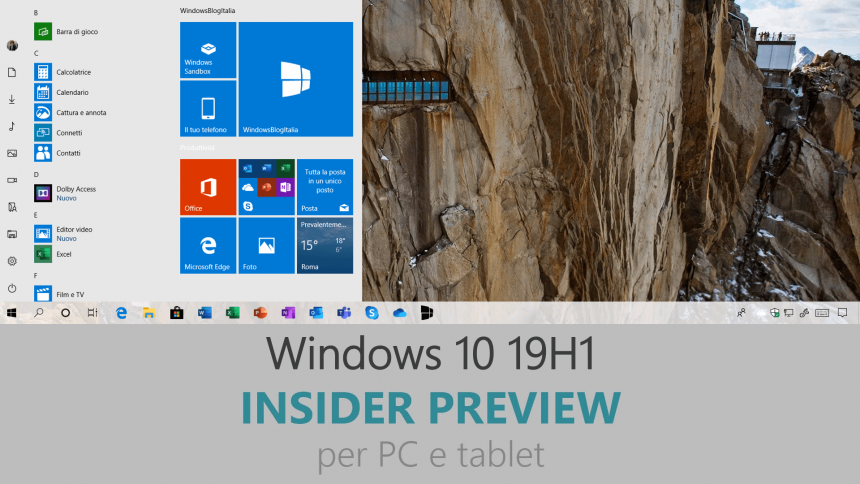 Download e novità di Windows 10 19H1 Insider Preview Build 18356.21