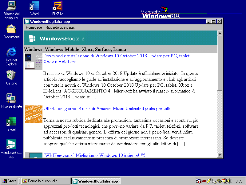 L'app di WindowsBlogItalia ora disponibile anche per Windows 98