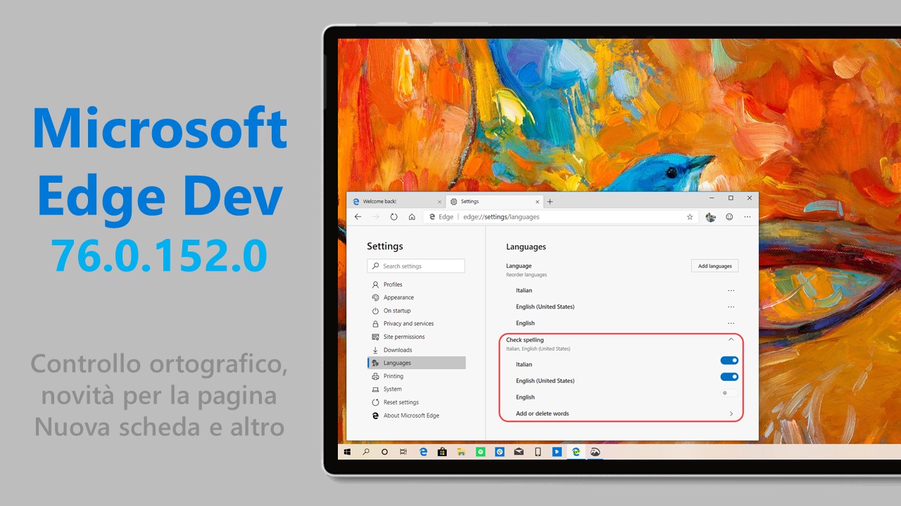 Microsoft Edge Dev per Windows introduce controllo ortografico e altre ...