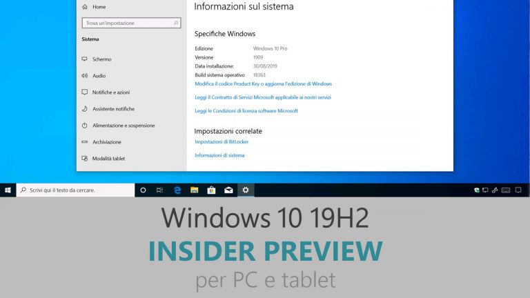 Download e novità di Windows 10 19H2 Build 18363.449 Insider Preview