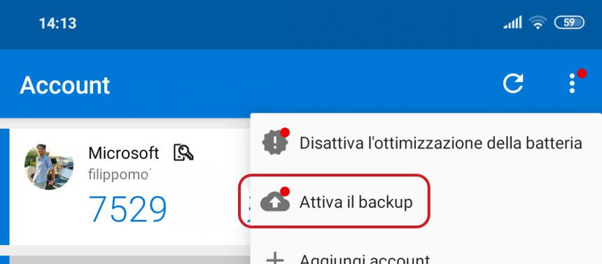 Microsoft Authenticator per Android introduce il backup degli account