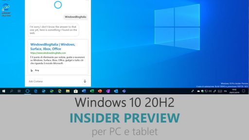 Download e novità di Windows 10 20H2 Build 19042.572 Insider Preview