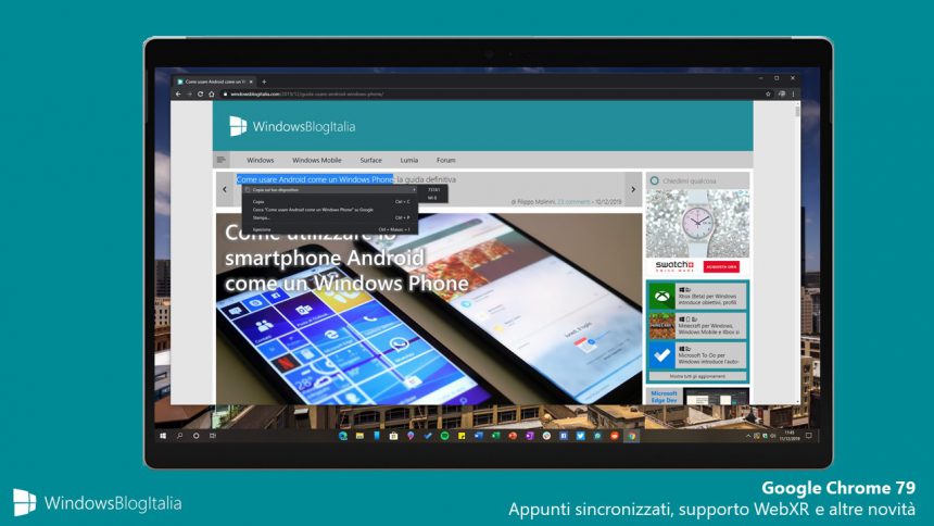 Disponibile Google Chrome 79 con appunti sincronizzati tra i dispositivi