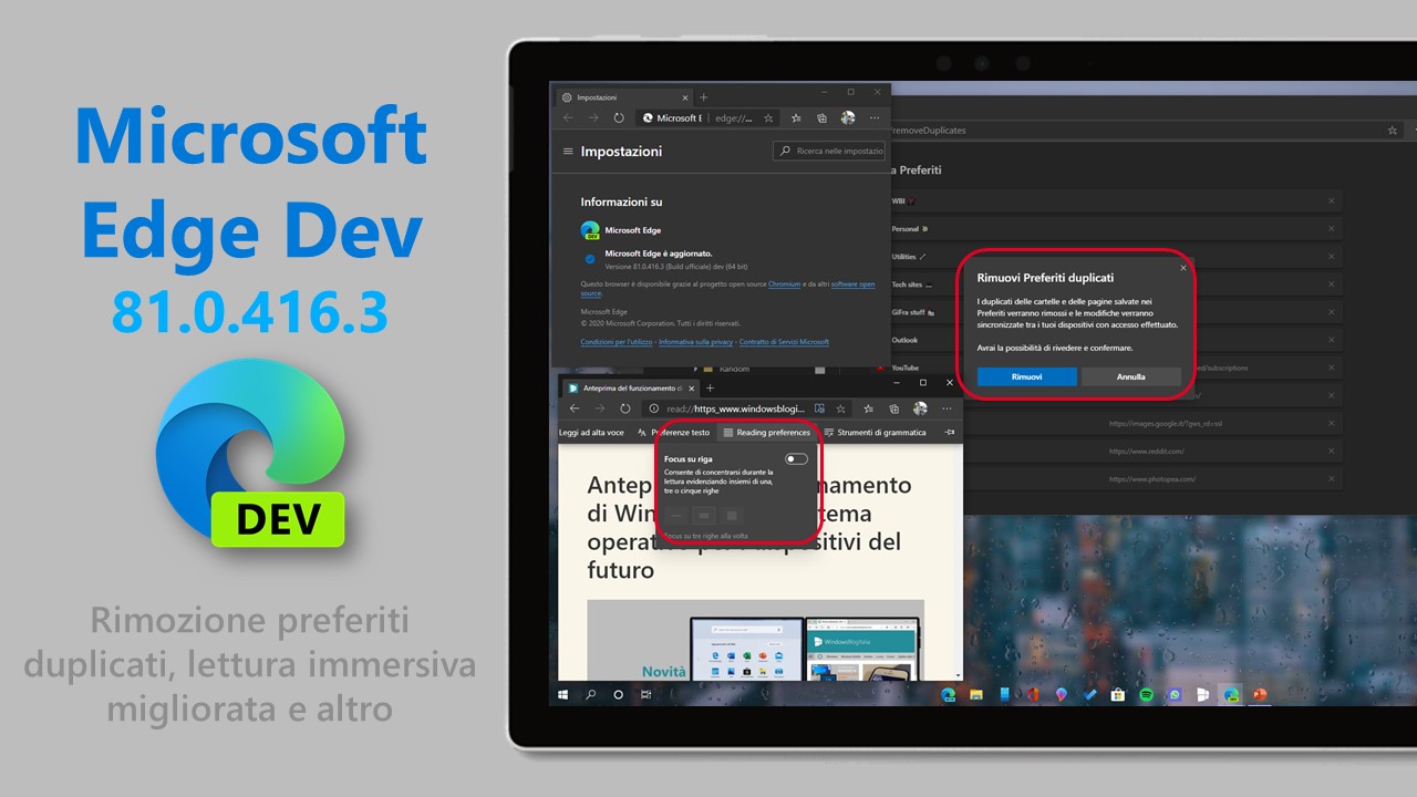 Microsoft Edge Dev introduce sincronizzazione Raccolte e altre novità