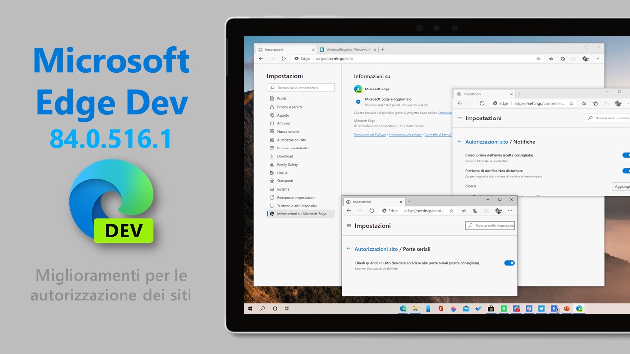 Microsoft Edge Dev migliora i permessi dei siti web