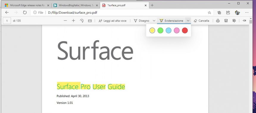 Microsoft Edge 85 disponibile per Windows e Mac con evidenziatore nei PDF