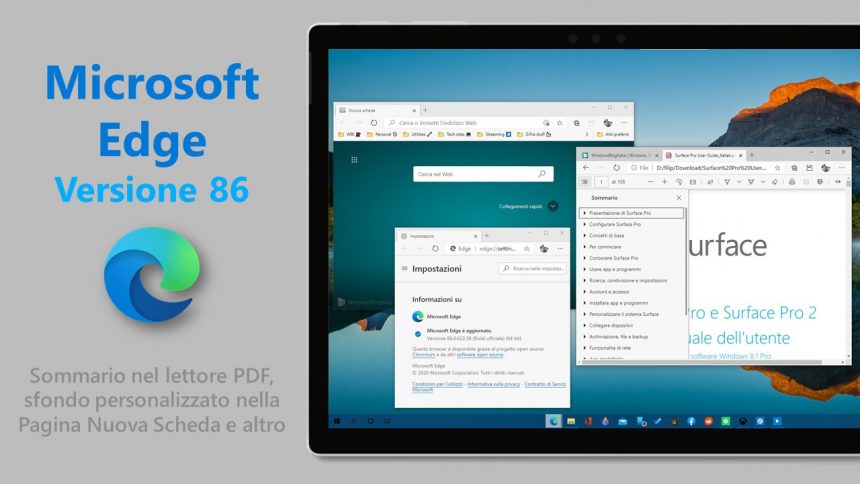 Microsoft Edge 86 disponibile per Windows e Mac con Sommario nei PDF