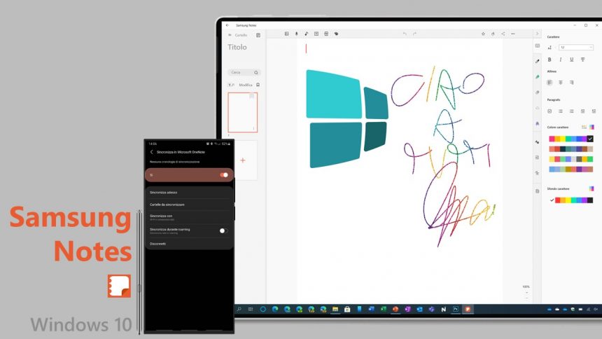 Samsung Notes per Windows sincronizza con Microsoft OneNote