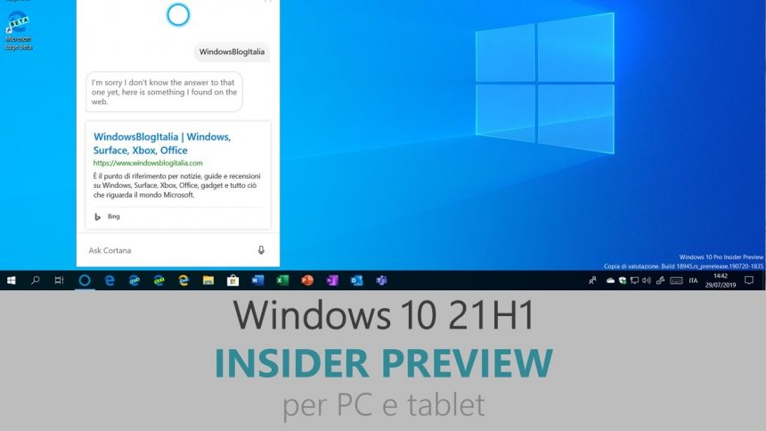 Download e novità di Windows 10 21H1 19043.844 Insider Preview - ISO