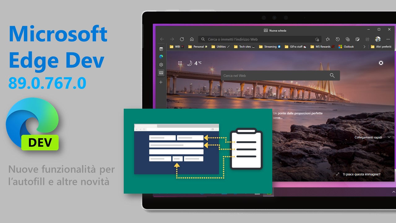Microsoft Edge Dev introduce nuove funzionalità per l'autofill e altro