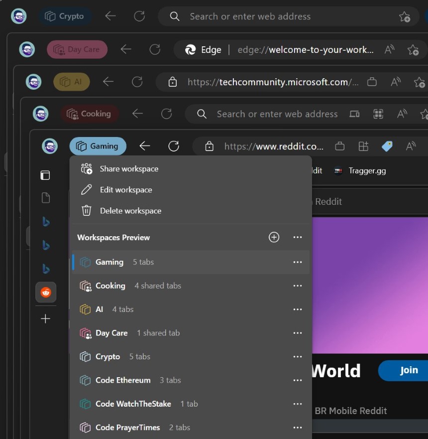Come abilitare le aree di lavoro per condividere le schede su Microsoft Edge