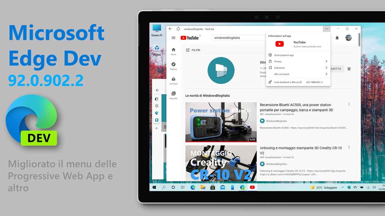 Microsoft Edge Dev 92 migliora il menu delle PWA
