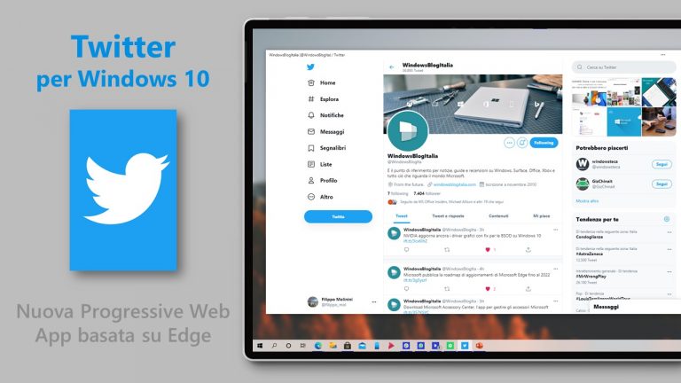 Twitter per Windows 10 diventa una PWA basata su Microsoft Edge