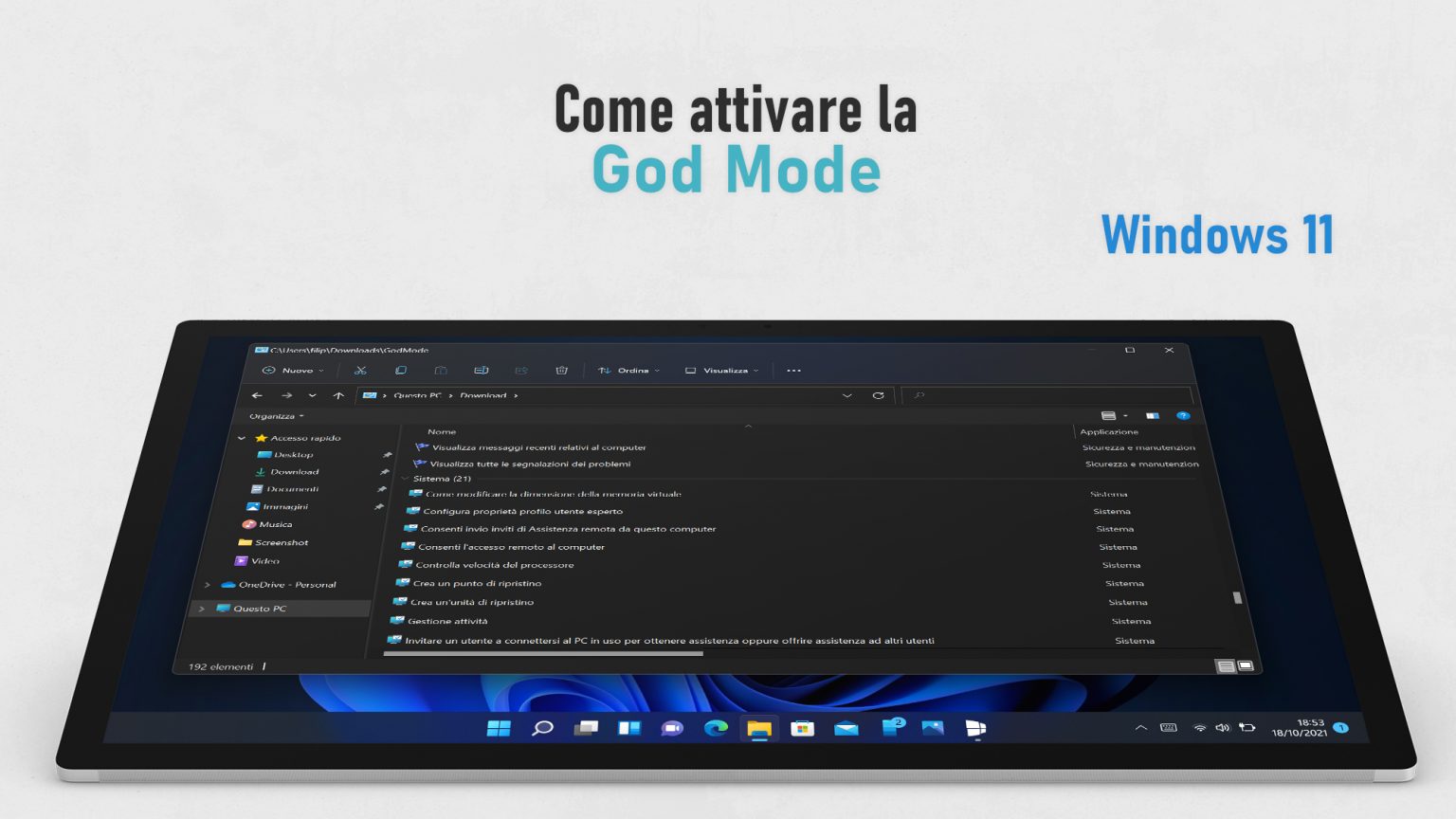 Come attivare la God Mode in Windows 11