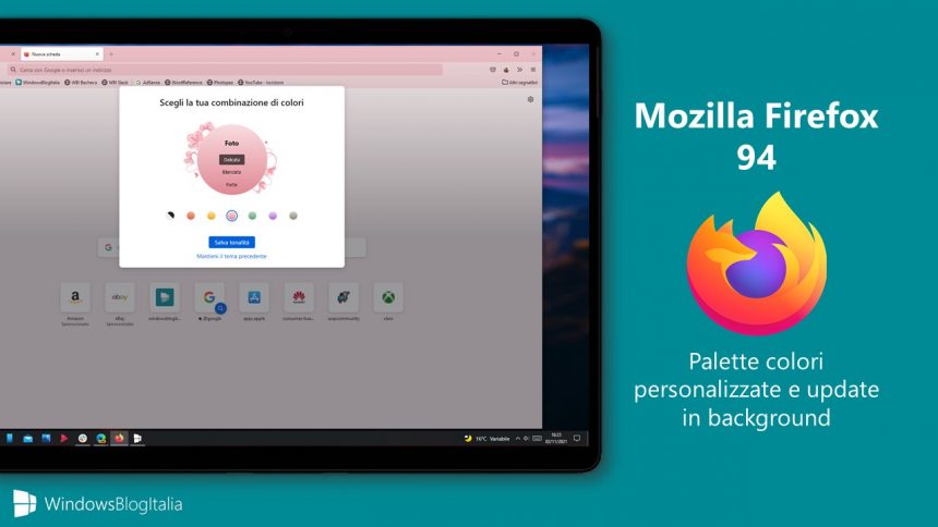 Disponibile Mozilla Firefox 94, arrivano le palette colori per il tema