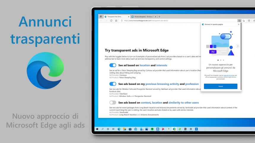 Transparent Ads, ecco il nuovo approccio alle pubblicità di Microsoft Edge