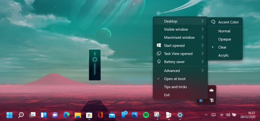 Come rendere la Barra delle applicazioni di Windows 11 trasparente