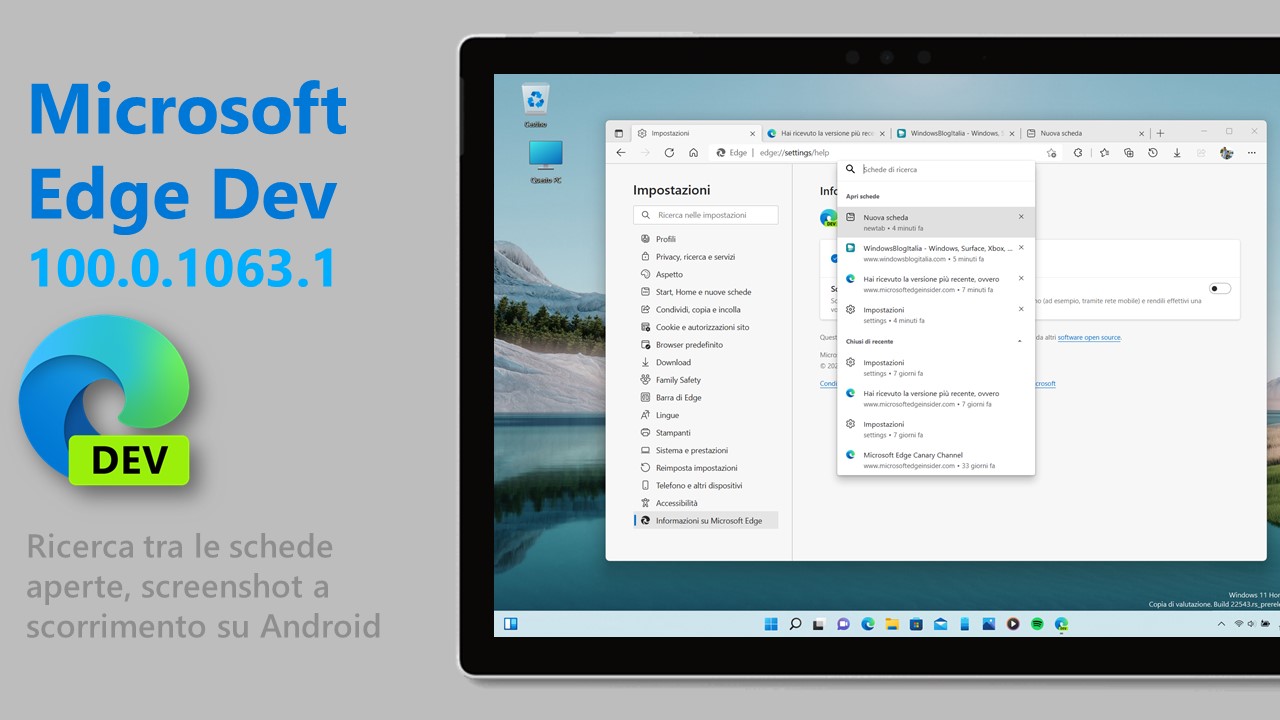 Microsoft Edge Dev abilita di default la ricerca tra le schede aperte ...