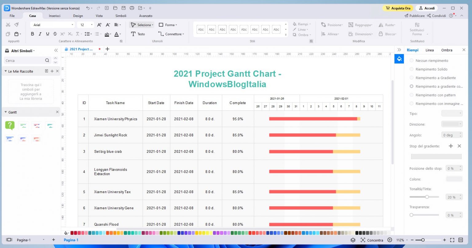 Come disegnare un diagramma di Gantt con Wondershare EdrawMax
