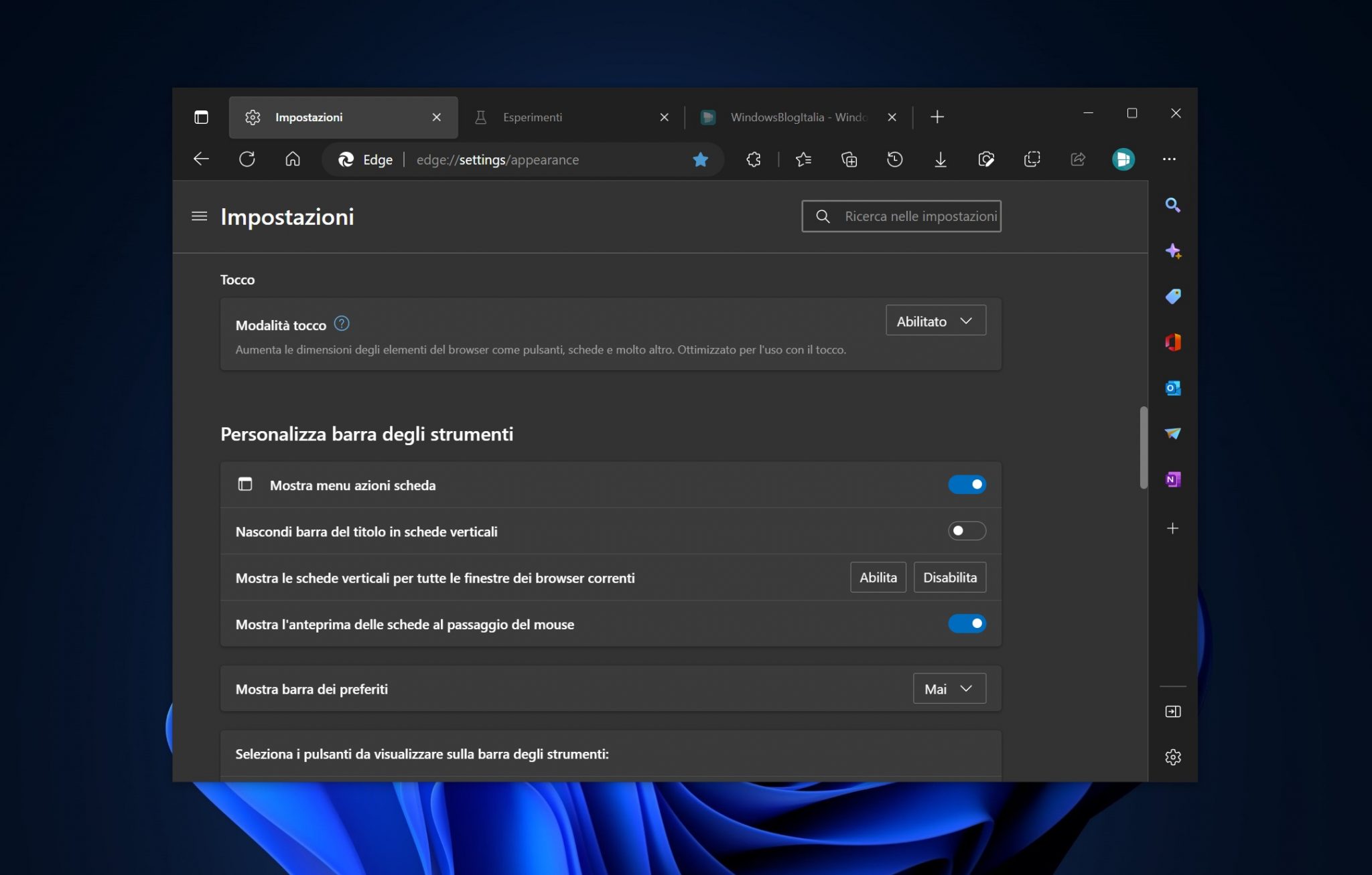 Microsoft sta testando una modalità ottimizzata per il touch su Edge