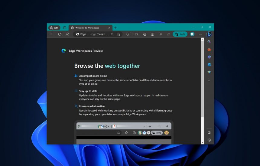 Disponibile Microsoft Edge stabile versione 114 con le aree di lavoro
