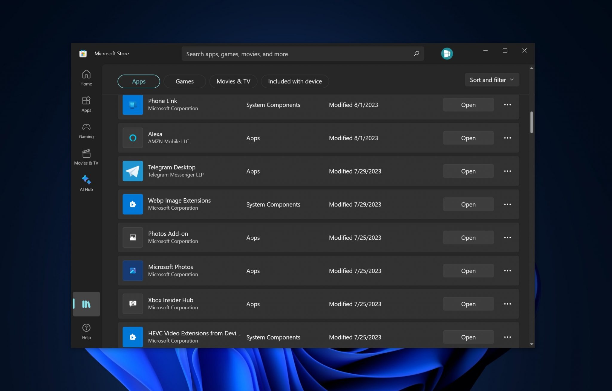 Microsoft Store ora mostra se le app sono di sistema o installate