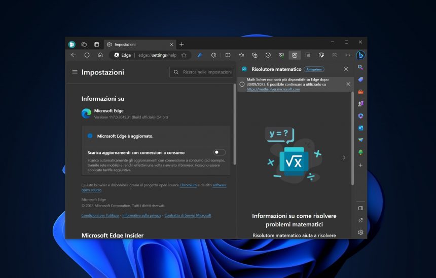 Disponibile Microsoft Edge stabile versione 117 e si alleggerisce di sei funzioni