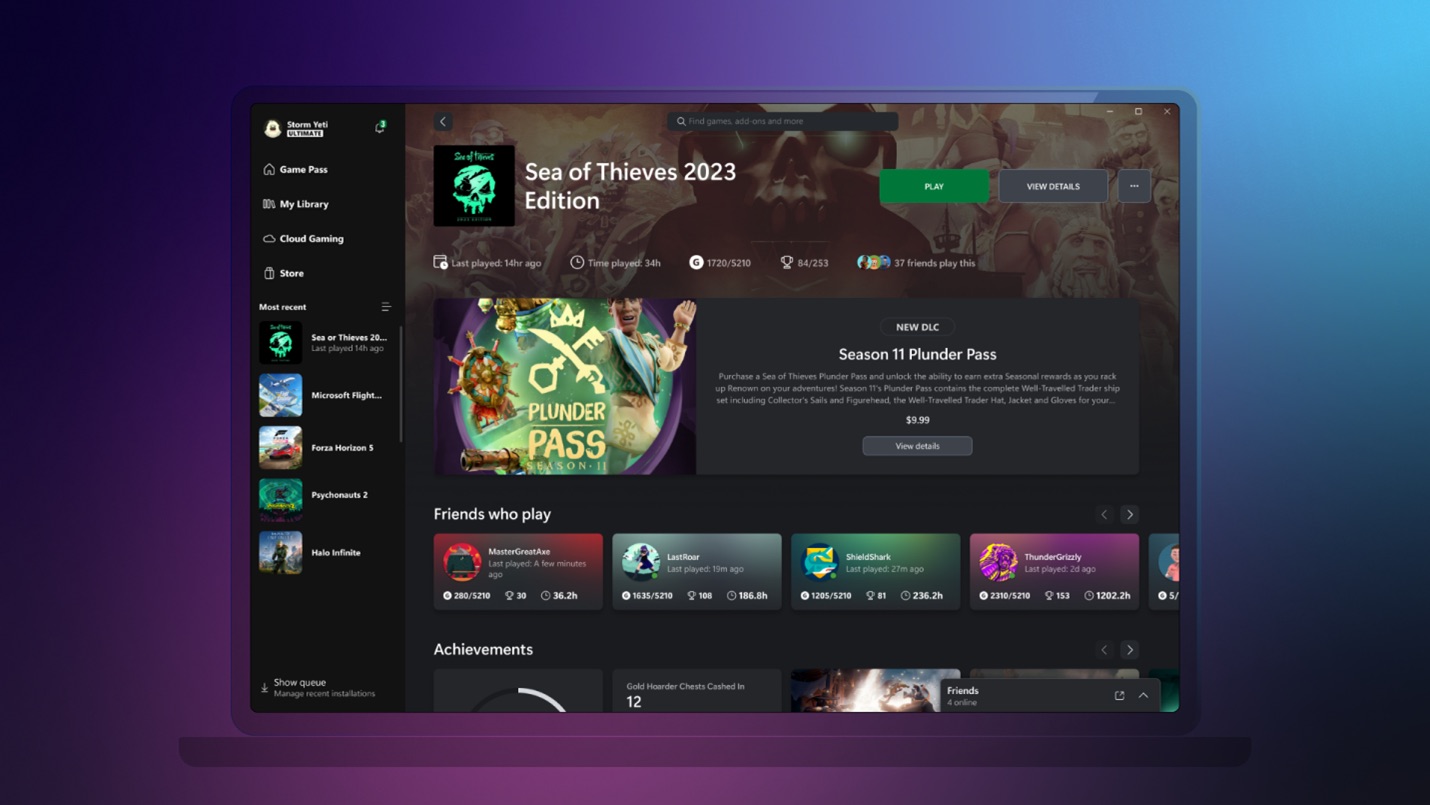 Xbox per Windows introduce l'hub dei giochi (Games Hub)