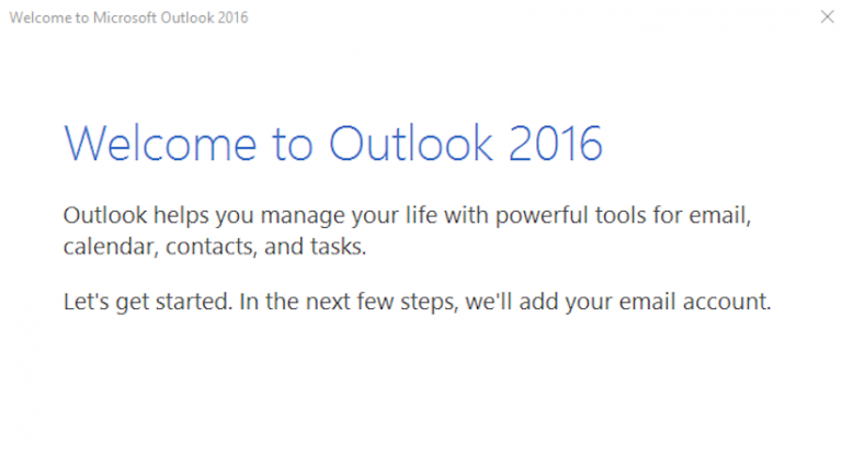 Fix errore comparsa schermata "Benvenuto in Outlook 2016" nella nuova app