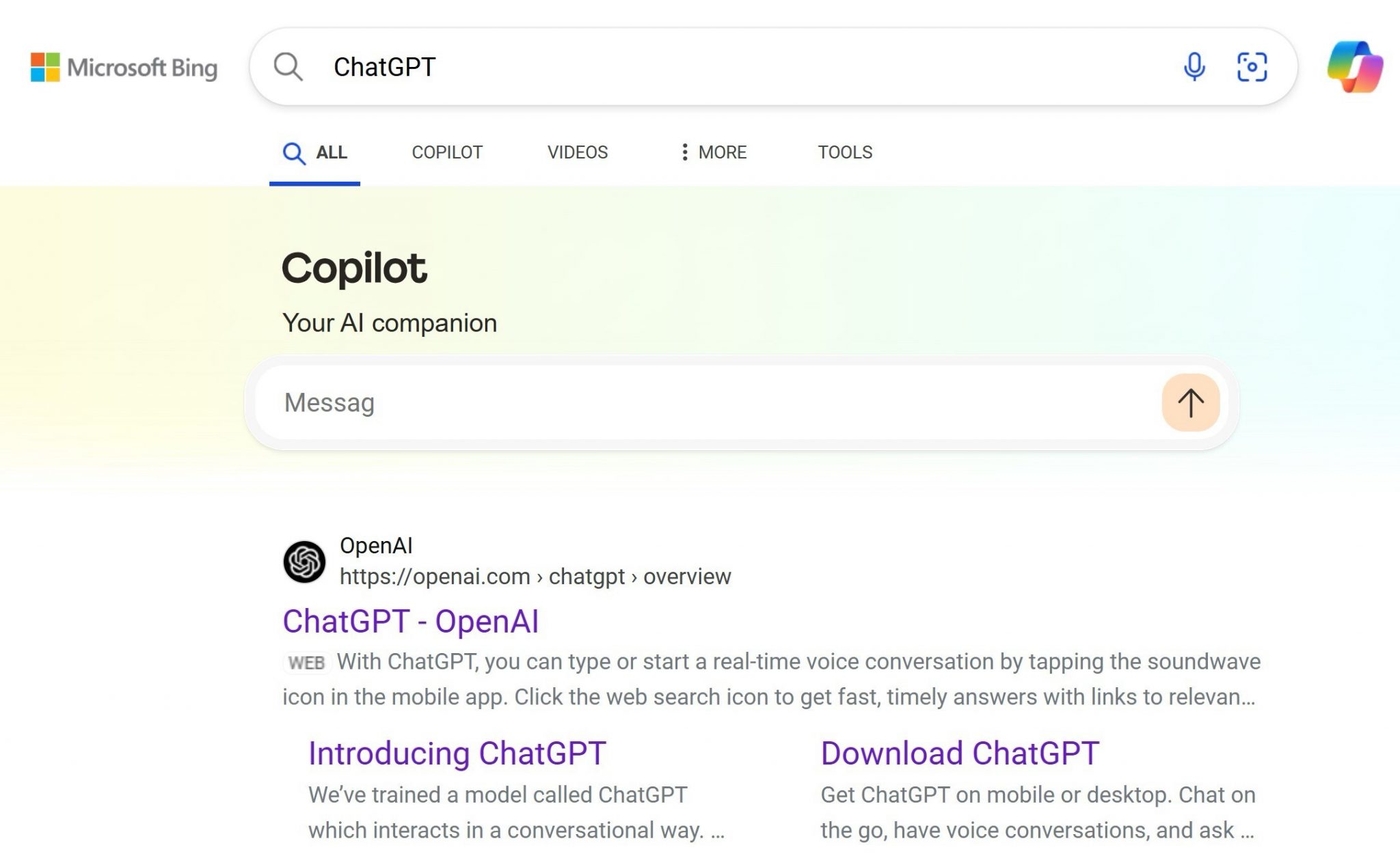 Microsoft "impedisce" agli utenti di andare su ChatGPT per spingere Copilot