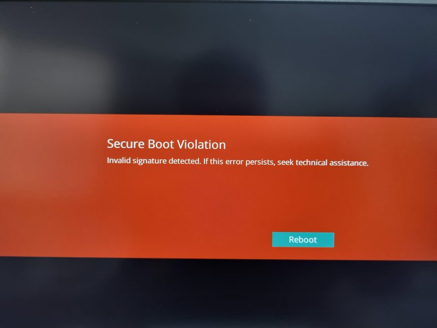 Fix Errore Secure Boot Violation Durante Lavvio Su Surface Hub 0150